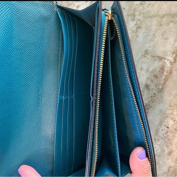 Coach | Bags | Coach Teal Folding Wallet | Poshmark